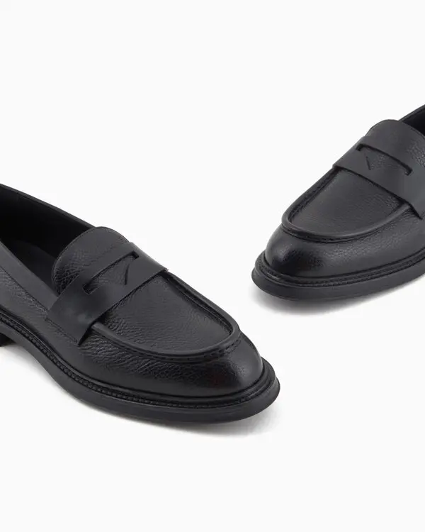 Emporio Armani Almond Toe Slip-on Loafers