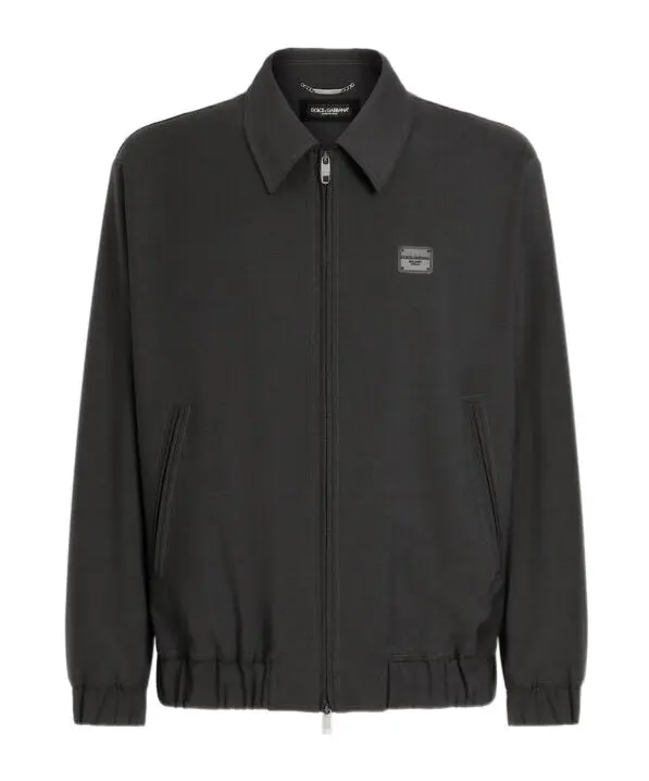 Dolce & Gabbana Zip-up Jacket With Logo Tag - Grey
