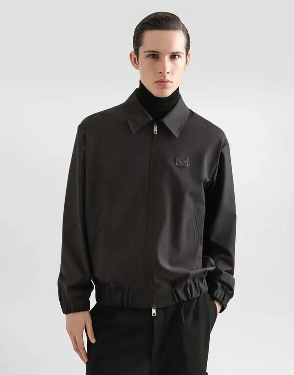 Dolce & Gabbana Zip-up Jacket With Logo Tag - Grey