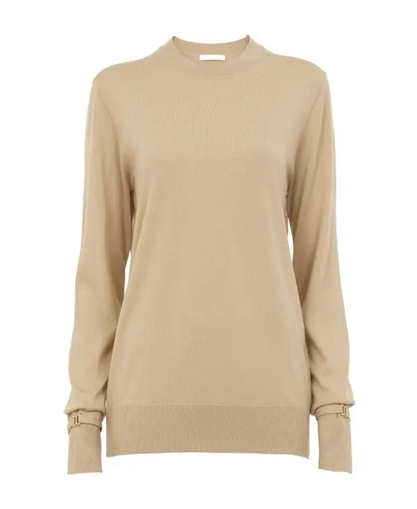 Chloé Crewneck Knitted Jumper With Ribbed Cuffs - Nude