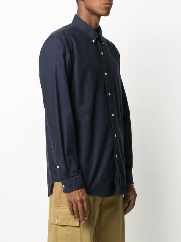 Polo Ralph Lauren Polo Pony Embroidered Curved Hem Shirt - Blue