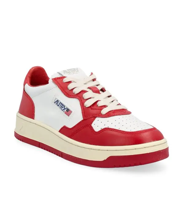AUTRY Two-tone Panelled Lace-up Sneakers - Red