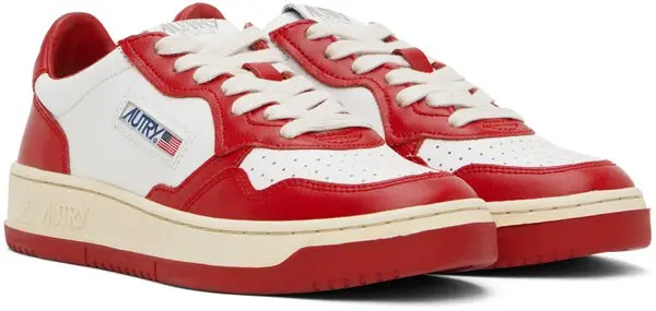 AUTRY Two-tone Panelled Lace-up Sneakers - Red