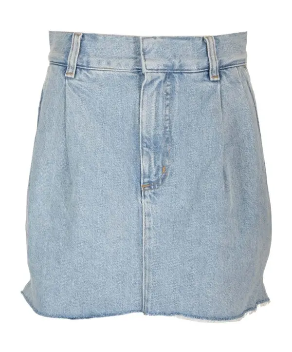 AGOLDE Denim Skirt With Front Pleats - Blue