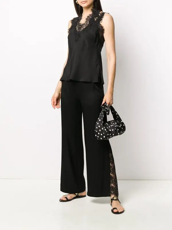 Gold Hawk Lace Panel Silk Blouse
