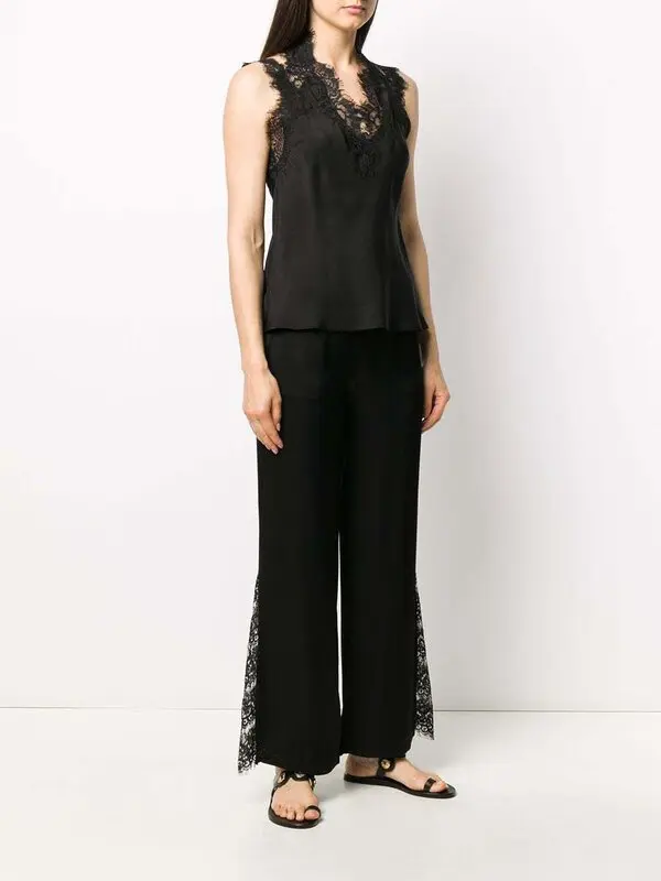 Gold Hawk Lace Panel Silk Blouse