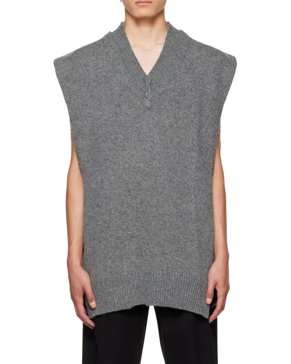MAISON MARGIELA Layered Ribbed Knit Vest - Gray