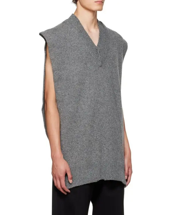 MAISON MARGIELA Layered Ribbed Knit Vest - Gray