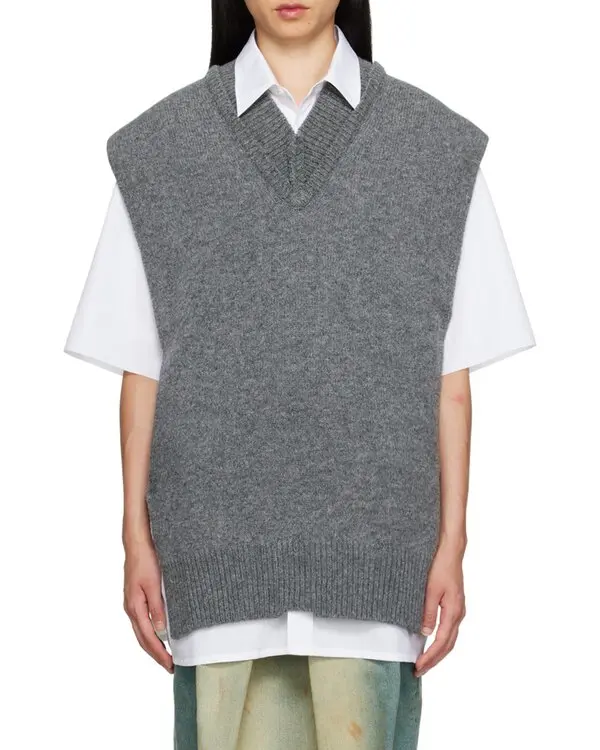 MAISON MARGIELA Layered Ribbed Knit Vest - Gray