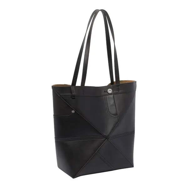 Loewe Medium Puzzle Fold Tote Bag - Black