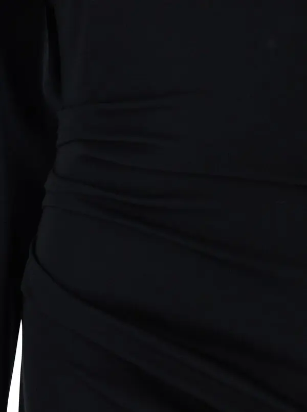Max Mara Gathered Virgin Wool Asymmetrical Dress