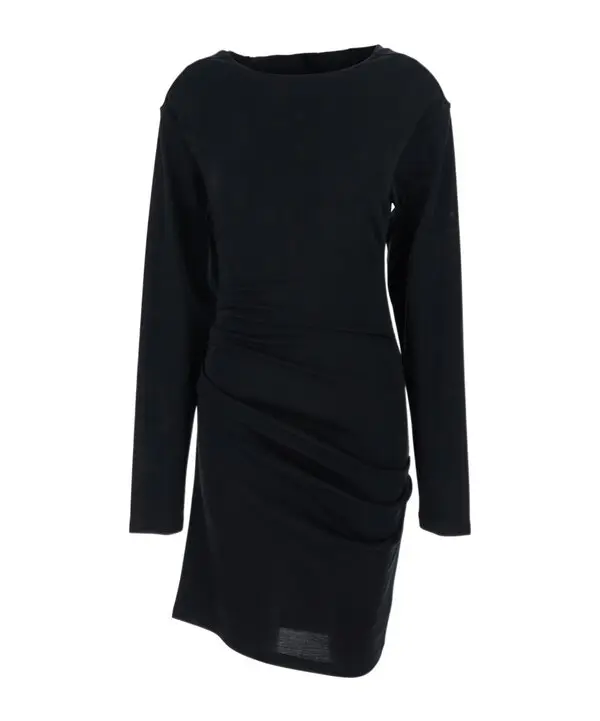 Max Mara Gathered Virgin Wool Asymmetrical Dress