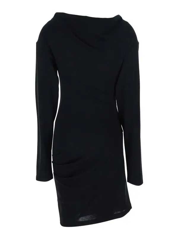 Max Mara Gathered Virgin Wool Asymmetrical Dress