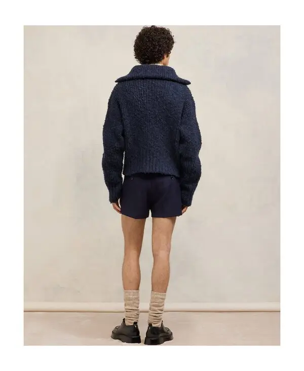 AMI Paris Half-zip Ribbed Knit Jumper - Black