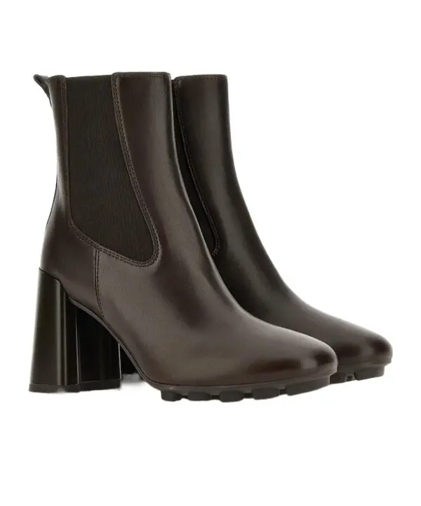 Hogan 90mm Block-heel Leather Chelsea Boots - Brown