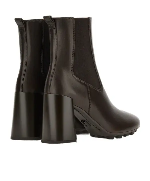 Hogan 90mm Block-heel Leather Chelsea Boots - Brown