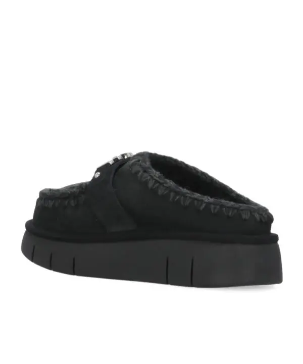 Mou Open-toe Slip-on Muller Shoes With Embellished Logo Detail
