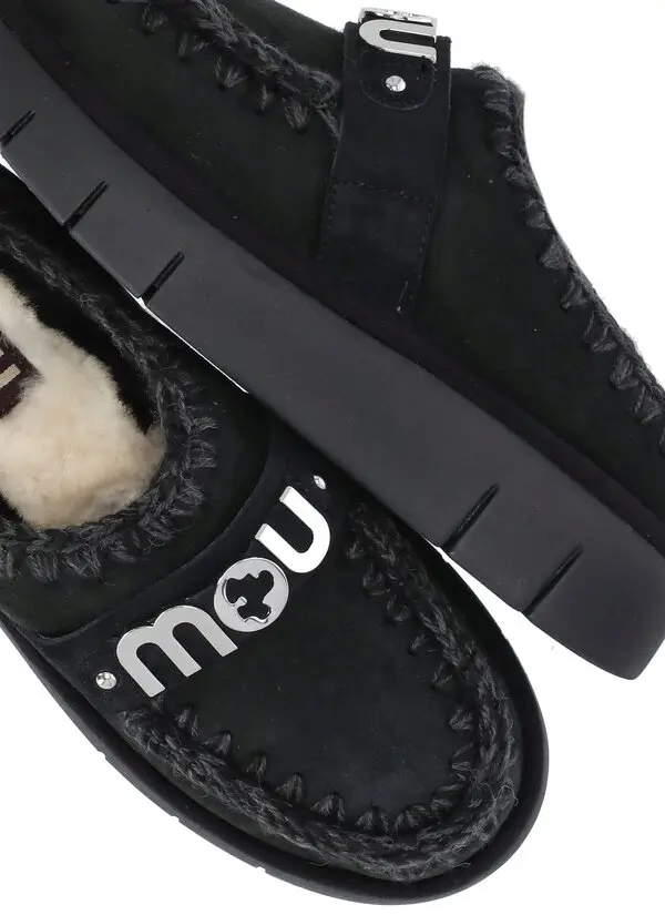 Mou Open-toe Slip-on Muller Shoes With Embellished Logo Detail
