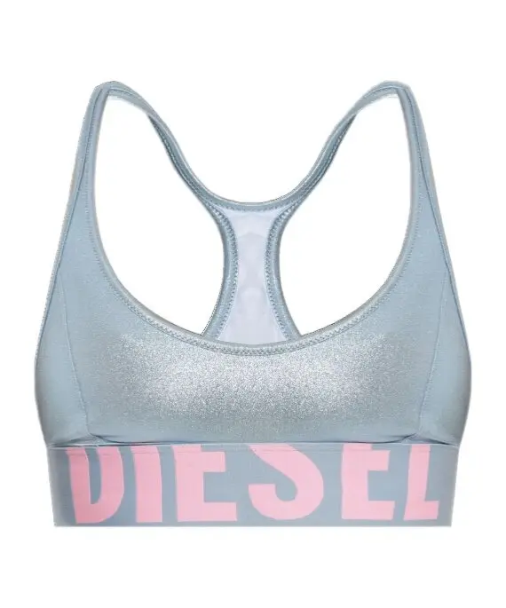 DIESEL® Metallic Racerback Bikini Top - Light Blue
