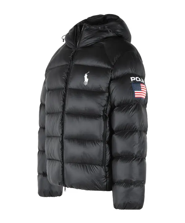 Polo Ralph Lauren Down Hooded Jacket With Embroidered Logo - Black