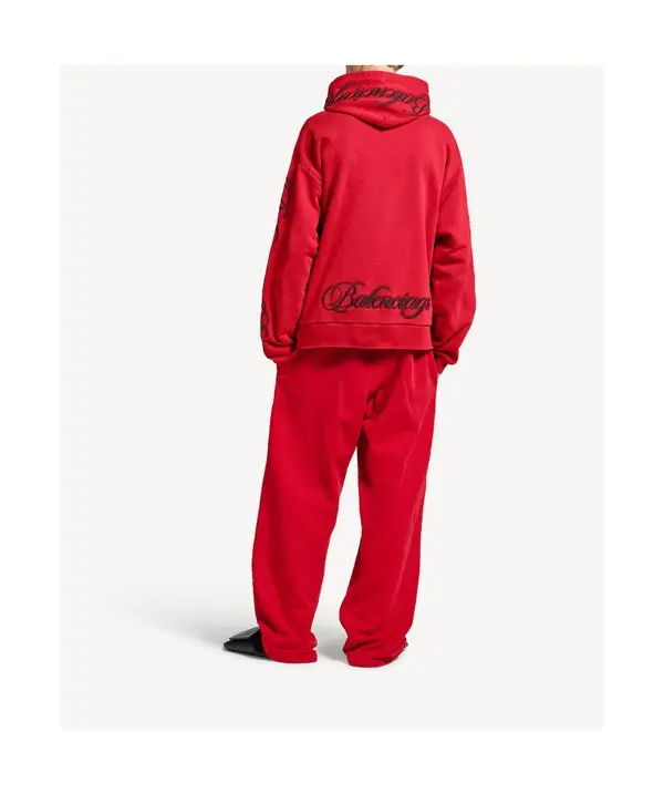 Balenciaga Oversized Cursive Hoodie - Red/black