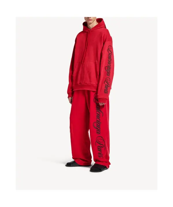 Balenciaga Oversized Cursive Hoodie - Red/black