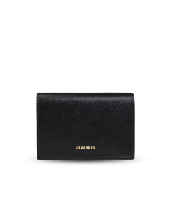 JIL SANDER Logo Printed Bi-fold Cardholder - Black