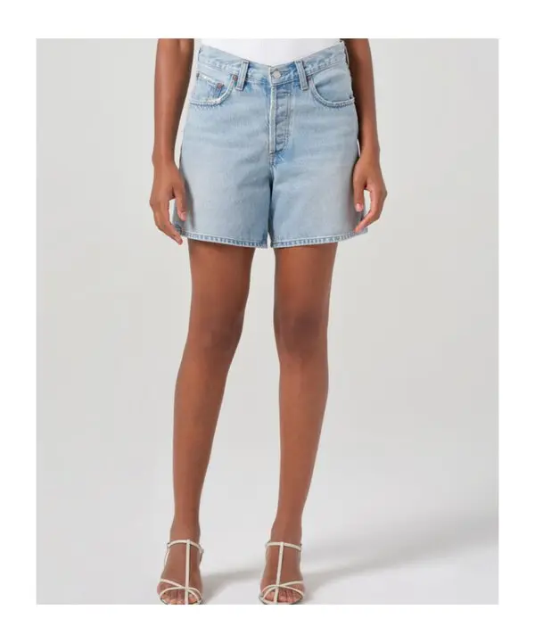 AGOLDE V-waist Wide-leg Denim Shorts