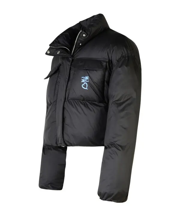 Moschino Cropped Down Jacket With High Collar And Zipper Closure