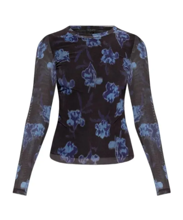RAG  BONE Rag & Bone Floral Print Mesh Top