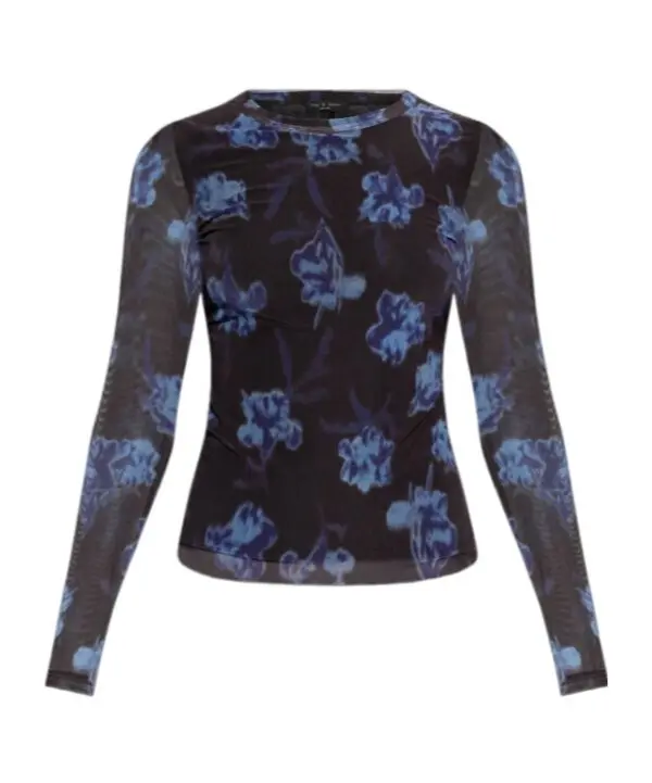 Rag & Bone Floral Motif Knit Top - Black