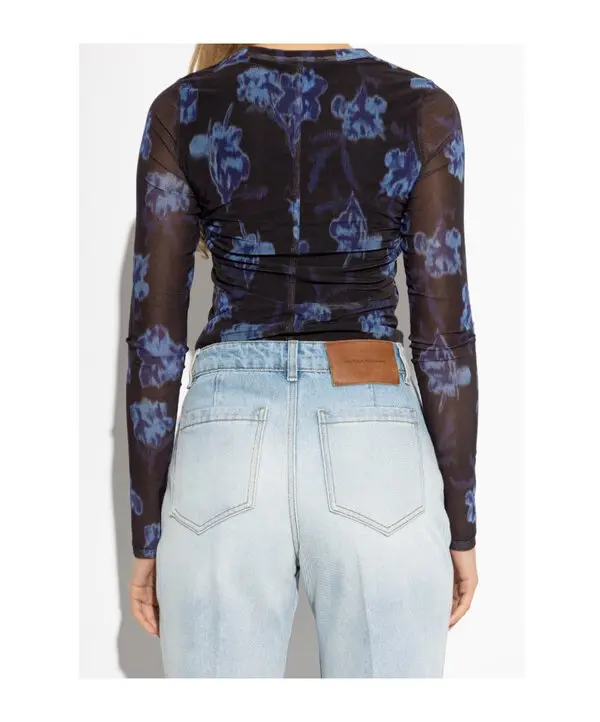 Rag & Bone Floral Motif Knit Top - Black
