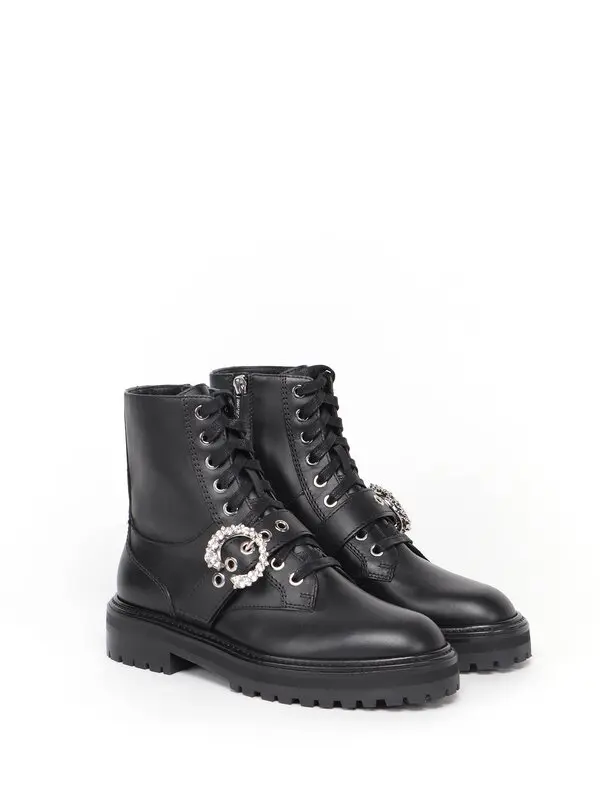 JIMMY CHOO Cora Crystal-embellished Buckled Ankle Boots