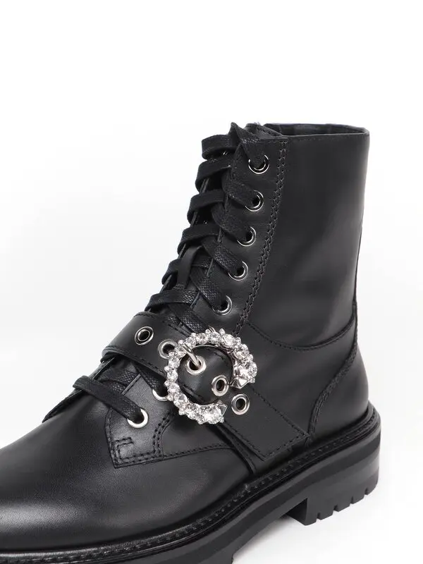 JIMMY CHOO Cora Crystal-embellished Buckled Ankle Boots
