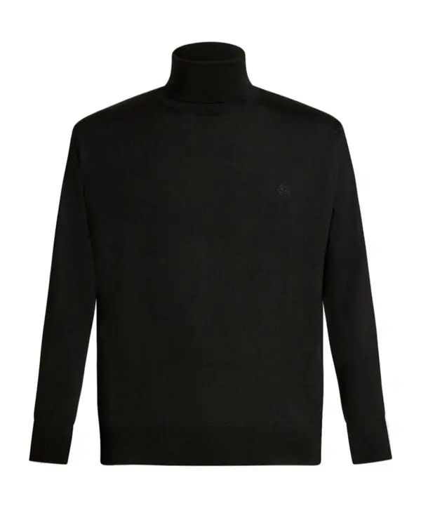 Etro Pegaso Embroidered Turtleneck Jumper - Black