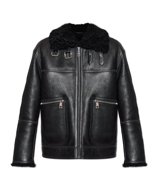 Dolce & Gabbana Shearling Aviator Jacket - Black