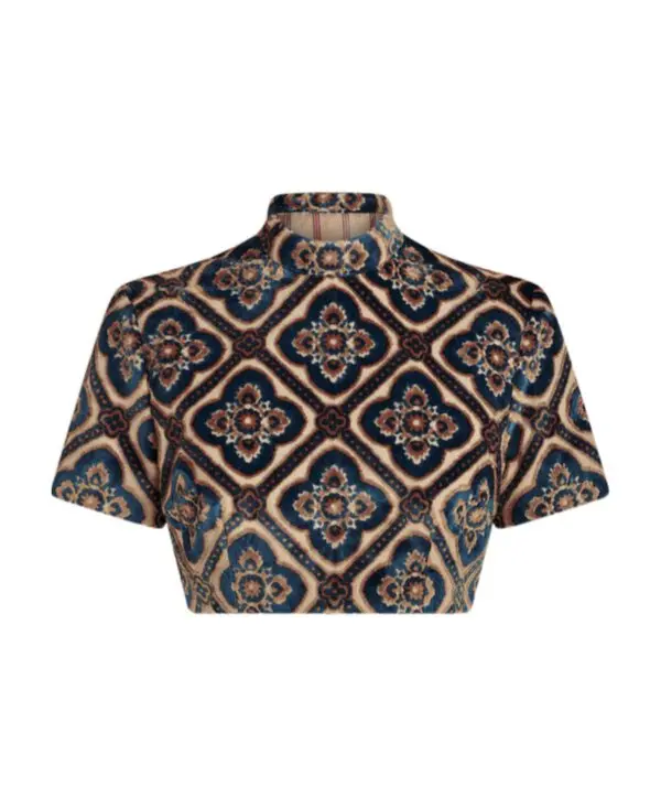 Etro Paisley Print Cropped High Neck Top