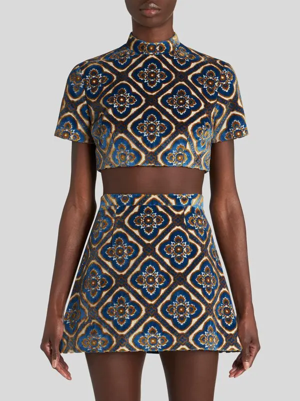 Etro Paisley Print Cropped High Neck Top