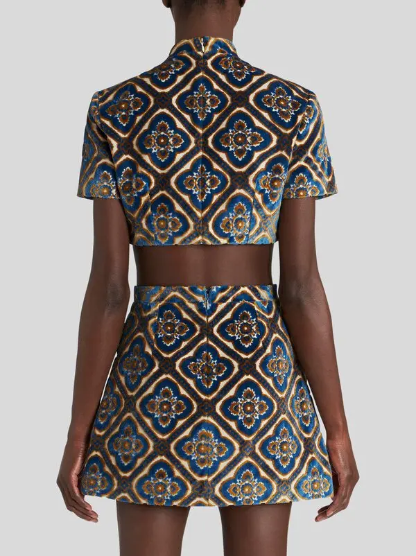 Etro Paisley Print Cropped High Neck Top