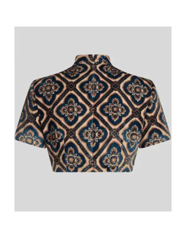 Etro Paisley Print Cropped High Neck Top - Black