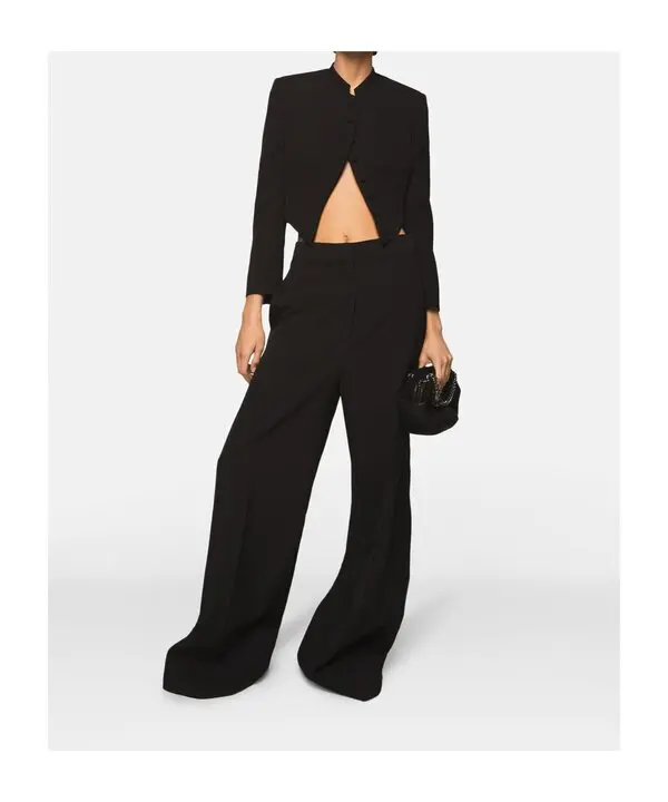 Stella McCartney Pleated Wide Leg Trousers - Black