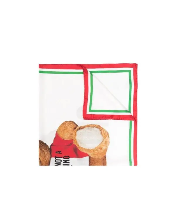 Moschino Teddy Bear-print Silk Scarf - White