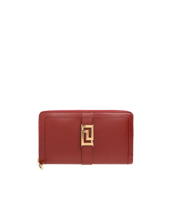Versace Greca-buckle Zip Wallet - Red