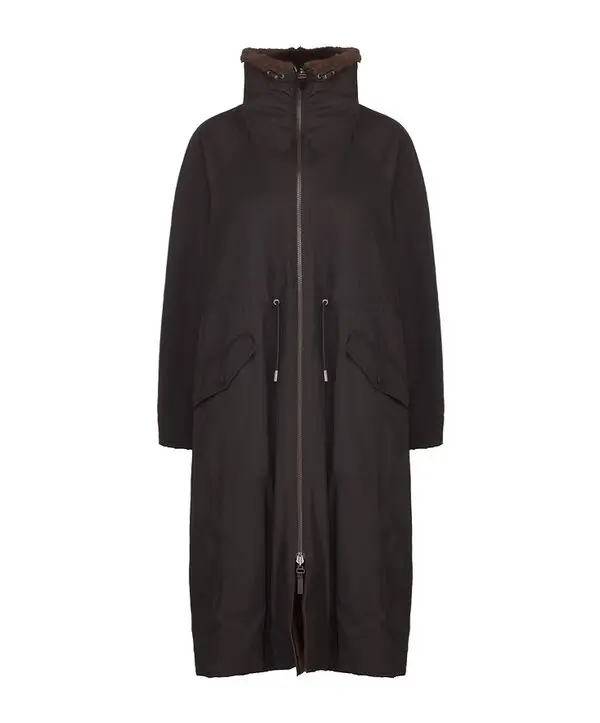 YVES SALOMON Long Sleeve Zip Up Fur Coat