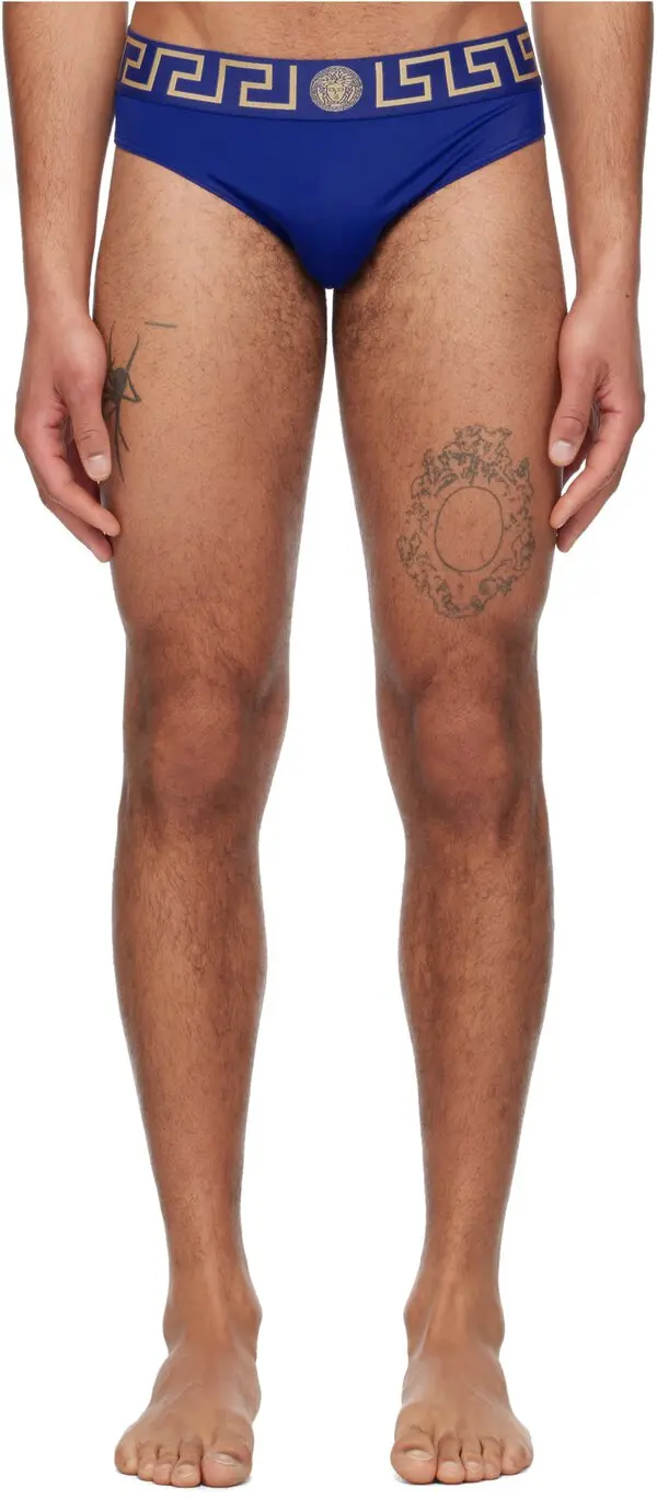 Versace Greca Pattern Medusa Head Swim Trunks