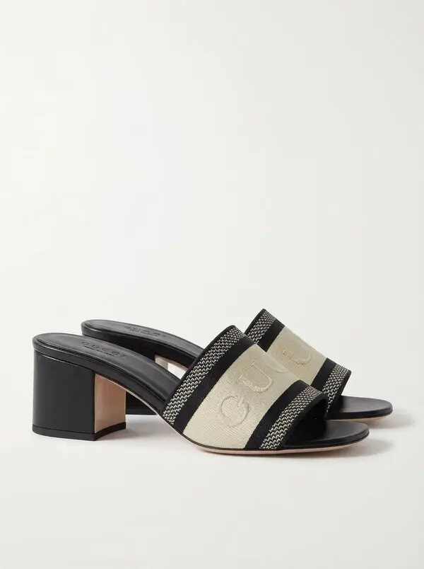 Gucci Logo Strap Heeled Sandals