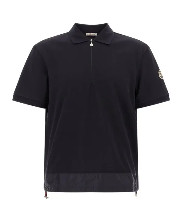 Moncler Quater-zip Short-sleeve Polo Shirt