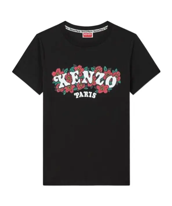 Kenzo Verdy Market Crew Neck T-shirt With Floral Graphic - Black
