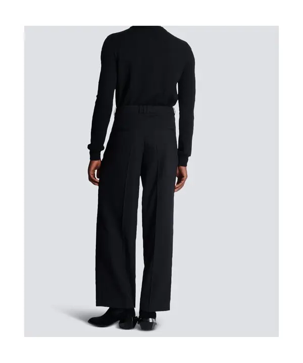 Balmain Pleated Grain De Poudre Trousers - Black