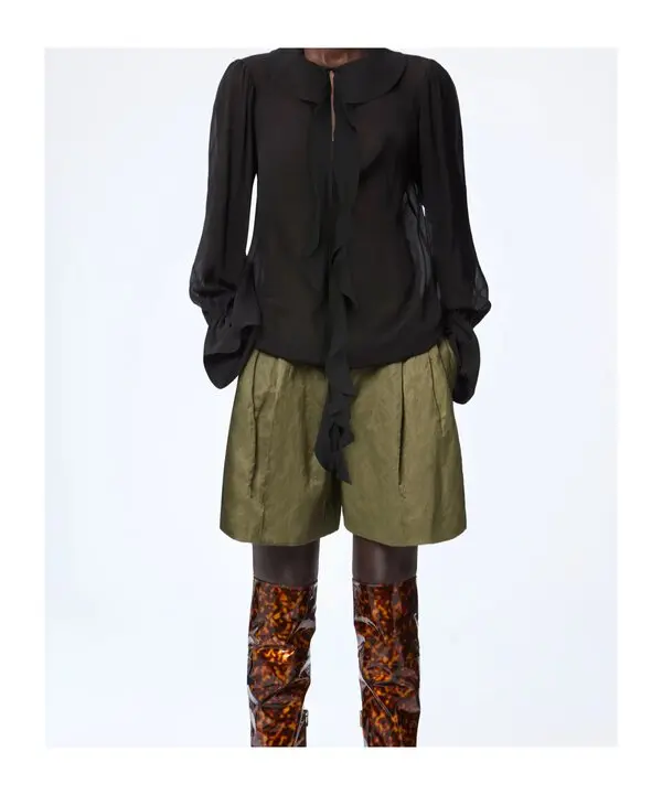 Nina Ricci Lavallière Ruffled Shirt With Puff Sleeves